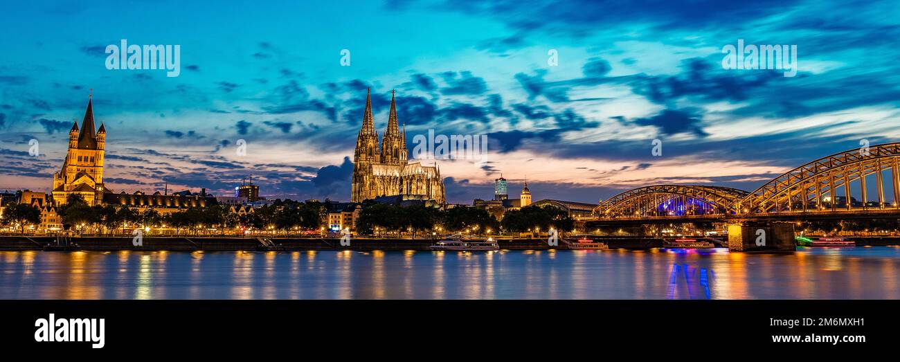 Cologne Koln Germany during sunset, Cologne bridge with cathedral Stock ...