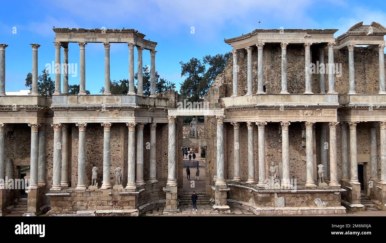 Stage and stands of the Roman theater of Merida Stock Photo - Alamy