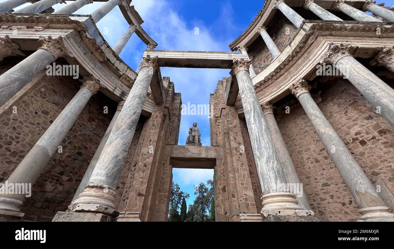 Stage of the Roman theater of Merida Stock Photo - Alamy