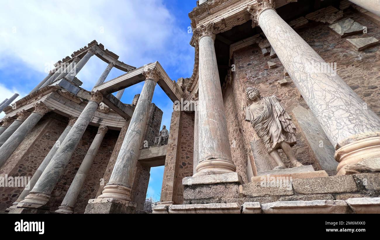 Stage of the Roman theater of Merida Stock Photo - Alamy