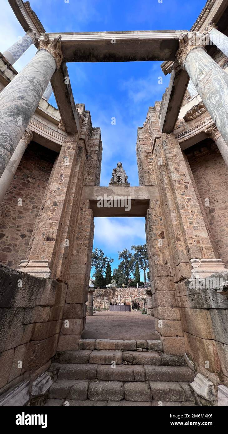 Stage of the Roman theater of Merida Stock Photo - Alamy