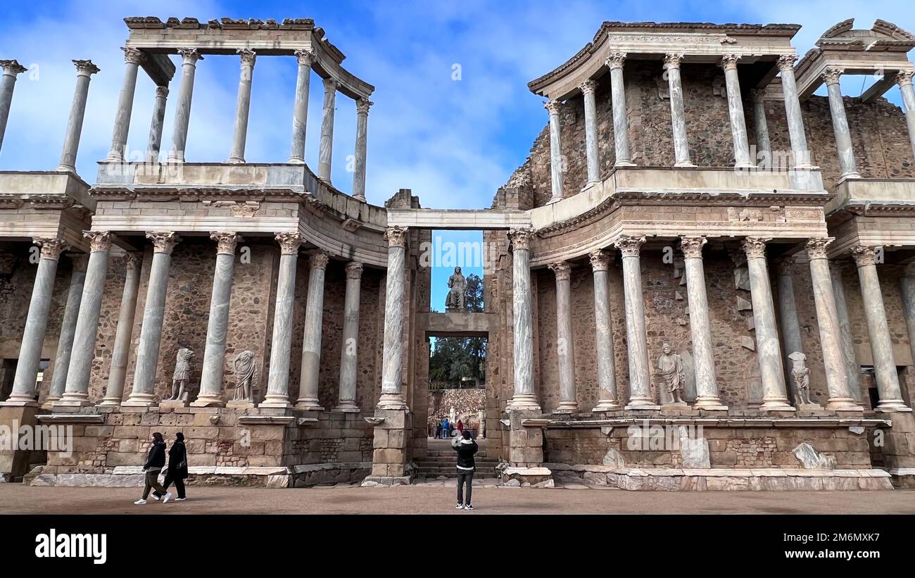 Stage and stands of the Roman theater of Merida Stock Photo - Alamy