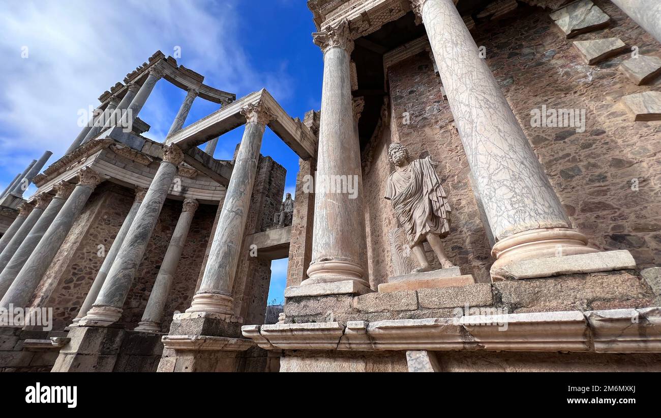 Stage of the Roman theater of Merida Stock Photo - Alamy