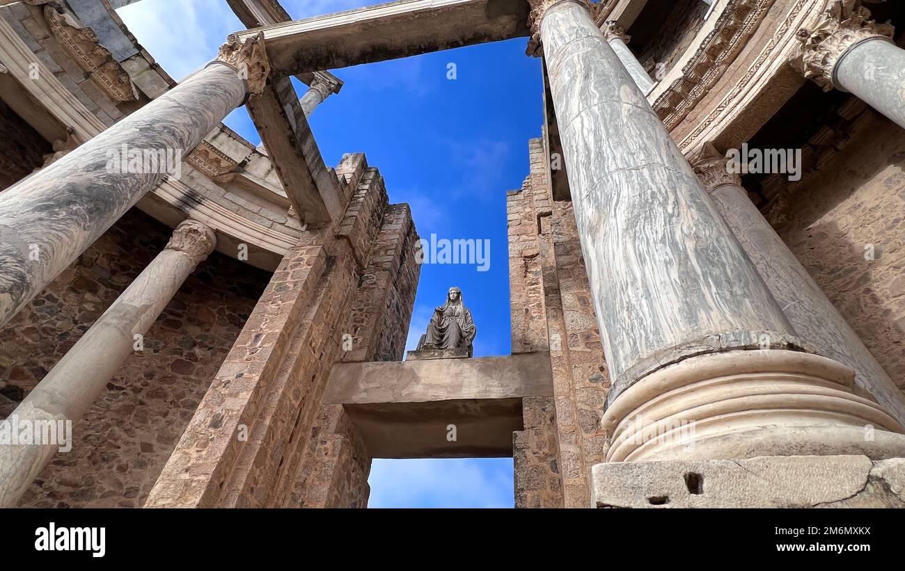 Stage of the Roman theater of Merida Stock Photo - Alamy