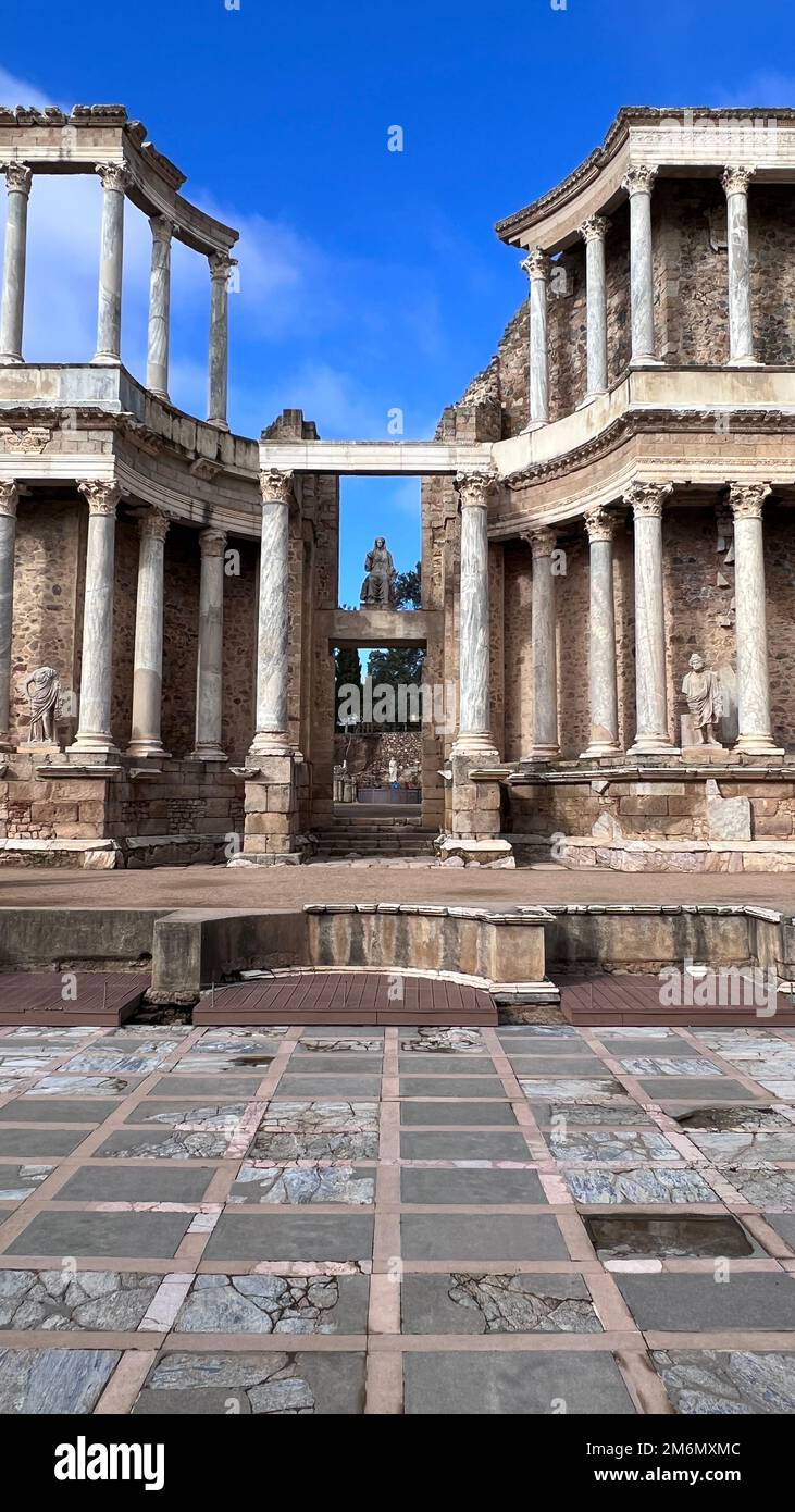 Stage of the Roman theater of Merida Stock Photo - Alamy