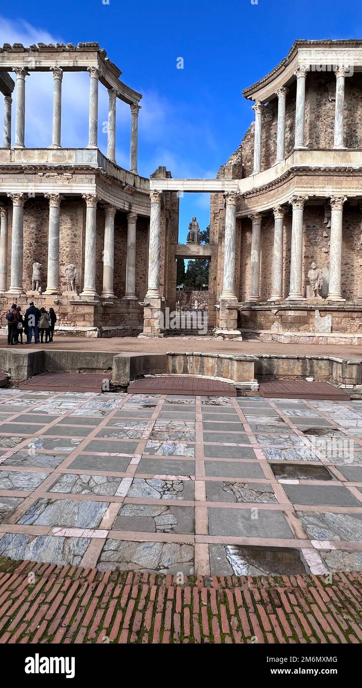 Stage of the Roman theater of Merida Stock Photo - Alamy