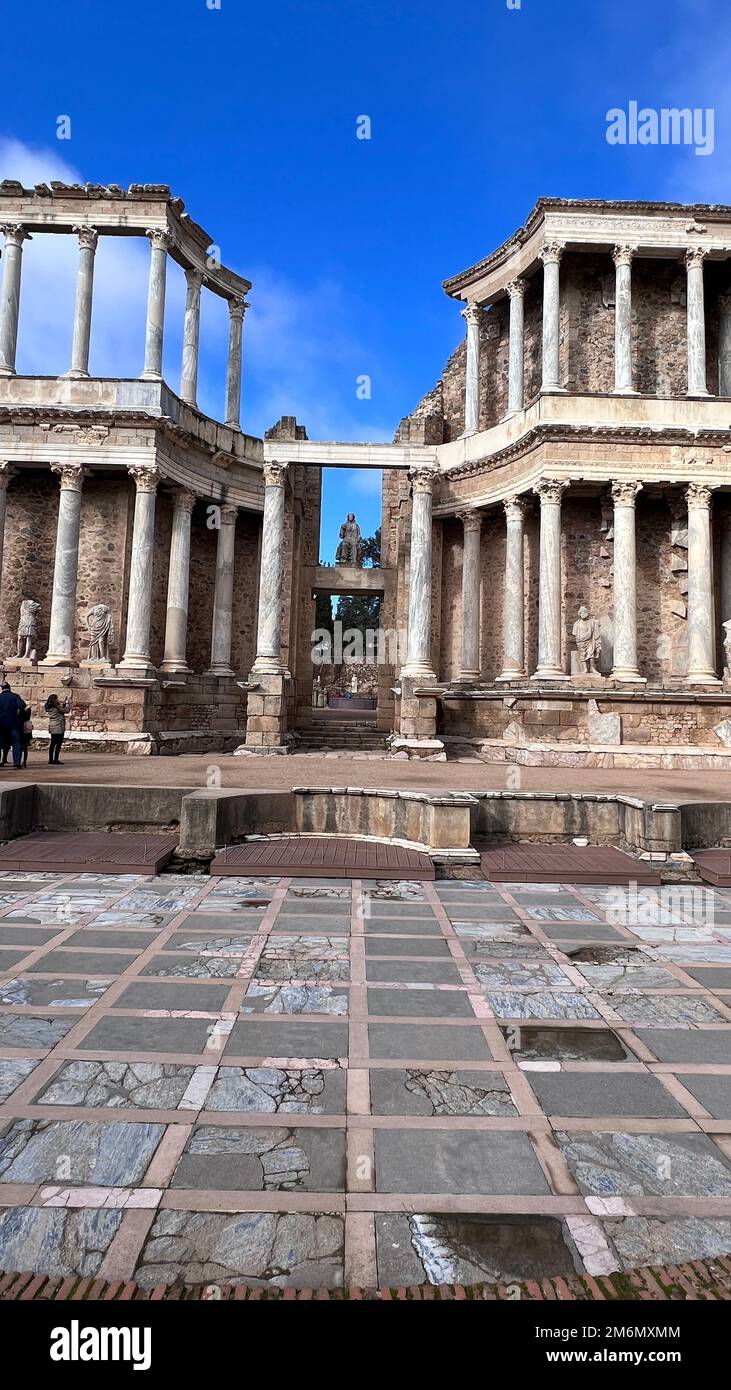 Stage of the Roman theater of Merida Stock Photo - Alamy