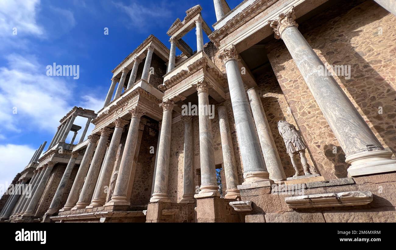 Stage of the Roman theater of Merida Stock Photo - Alamy