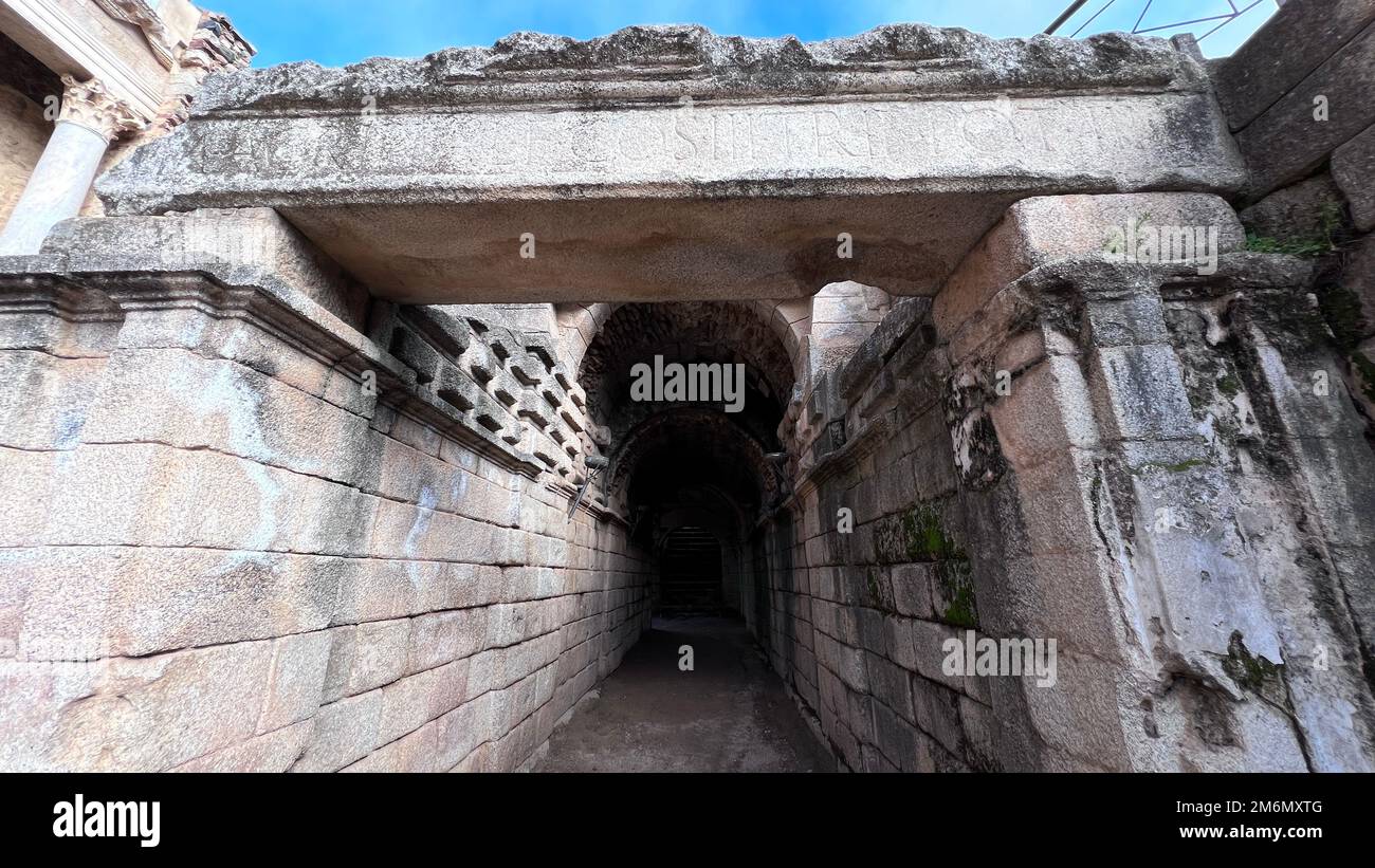 Access to the Roman amphitheater of Merida Stock Photo - Alamy