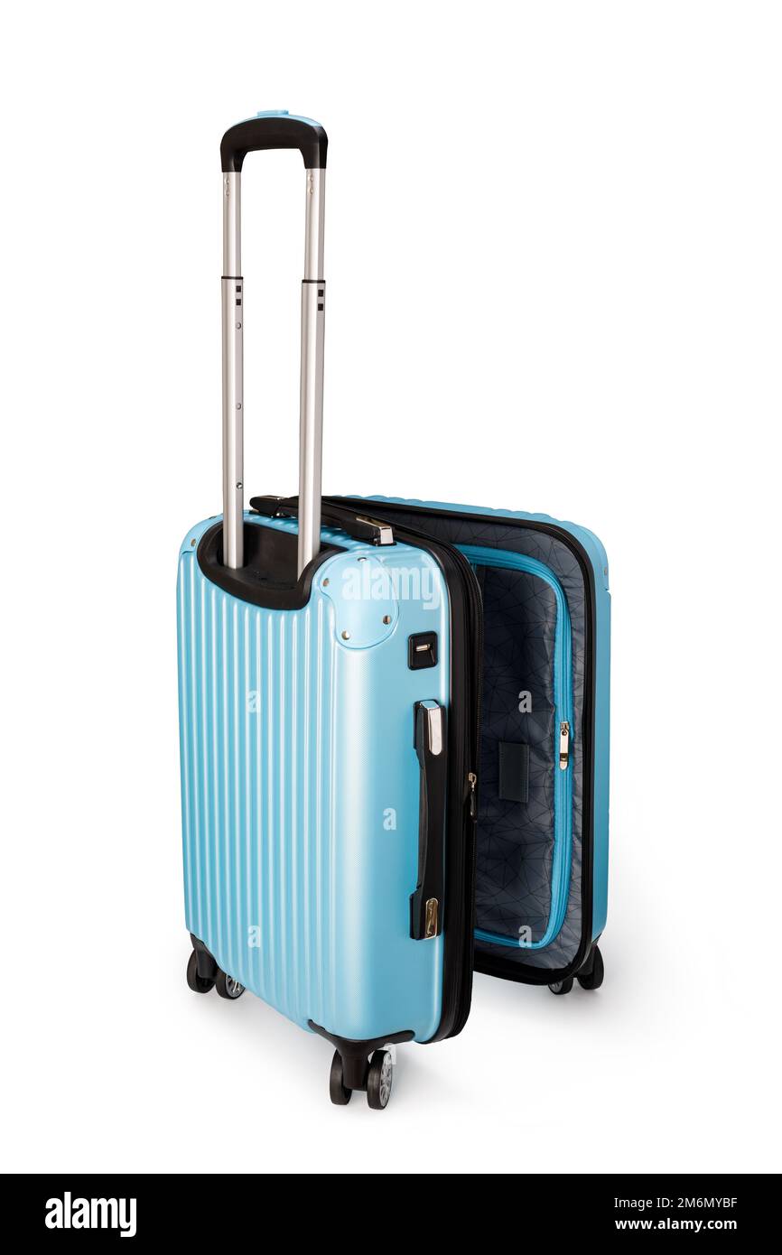 Blue plastic suitcase Stock Photo - Alamy