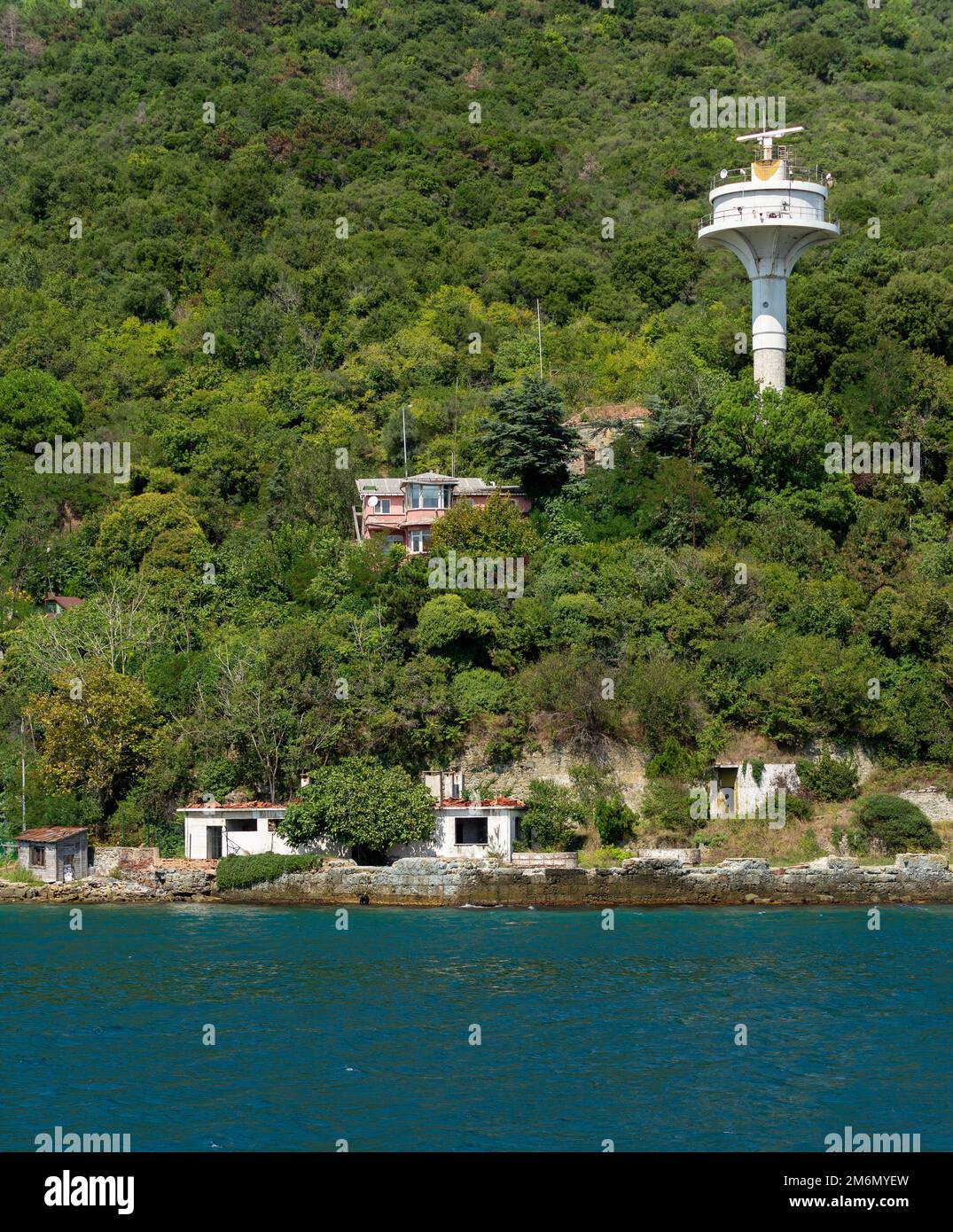 View from the sea of the green mountains of the European side of ...