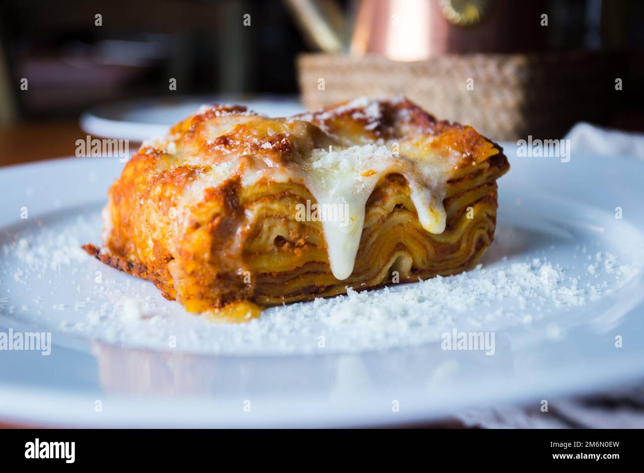 Lasagna with meat and tomato. Lasagna is a type of pasta. It is usually ...