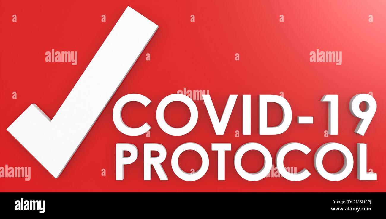 Covid-19 protocol word with red background Stock Photo - Alamy