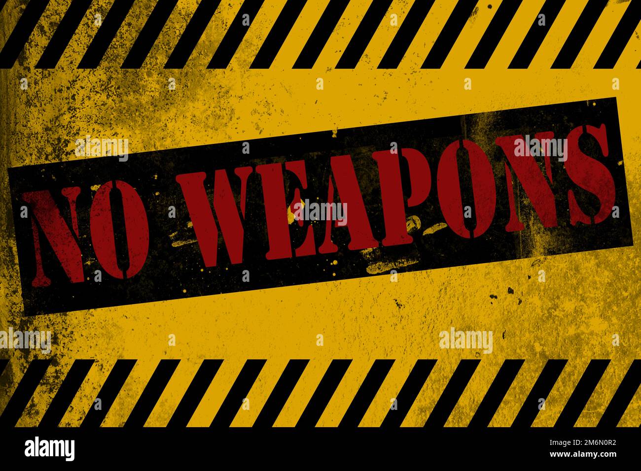 No weapons sign yellow with stripes Stock Photo - Alamy