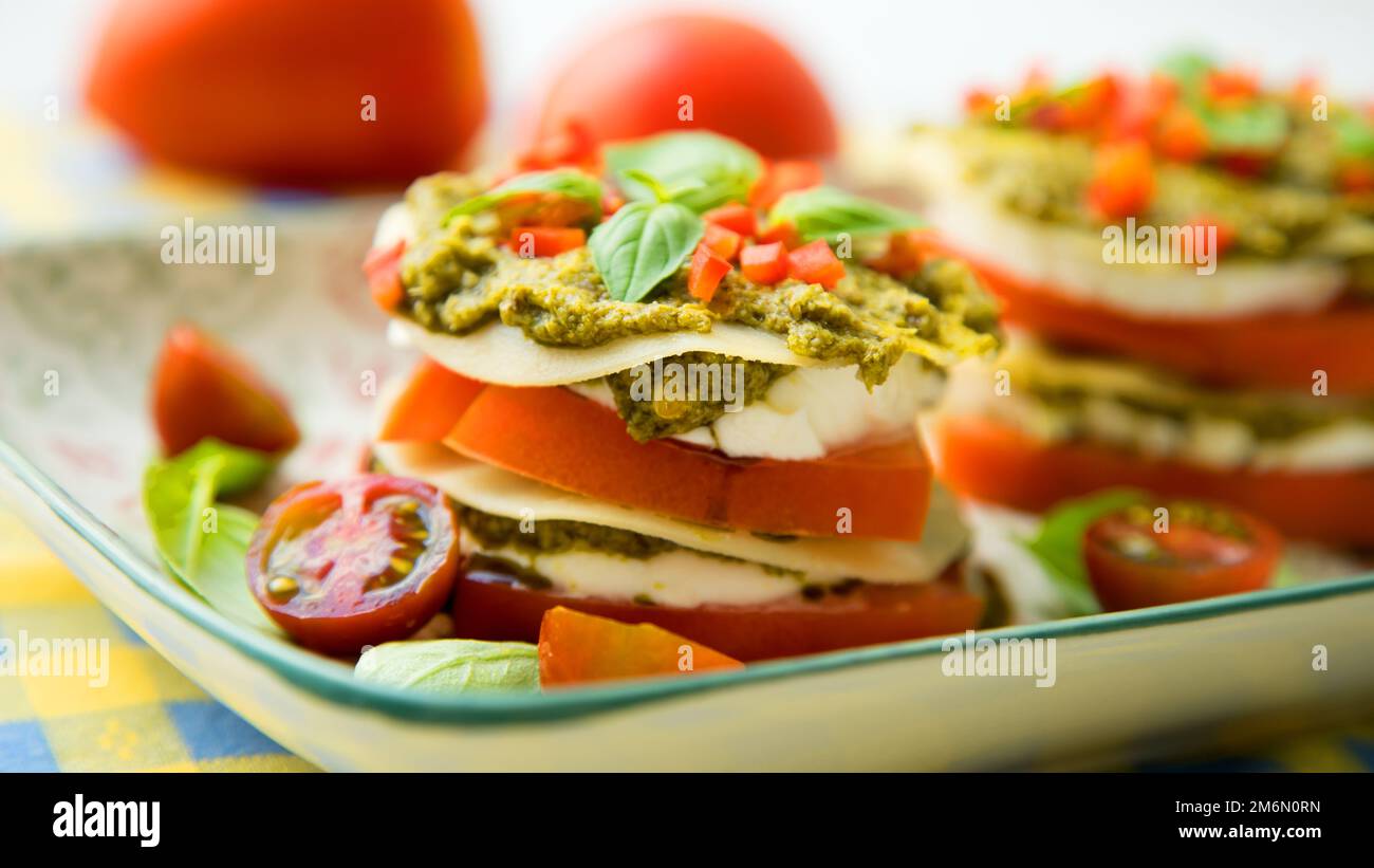 Tomato pesto layers hi-res stock photography and images - Alamy