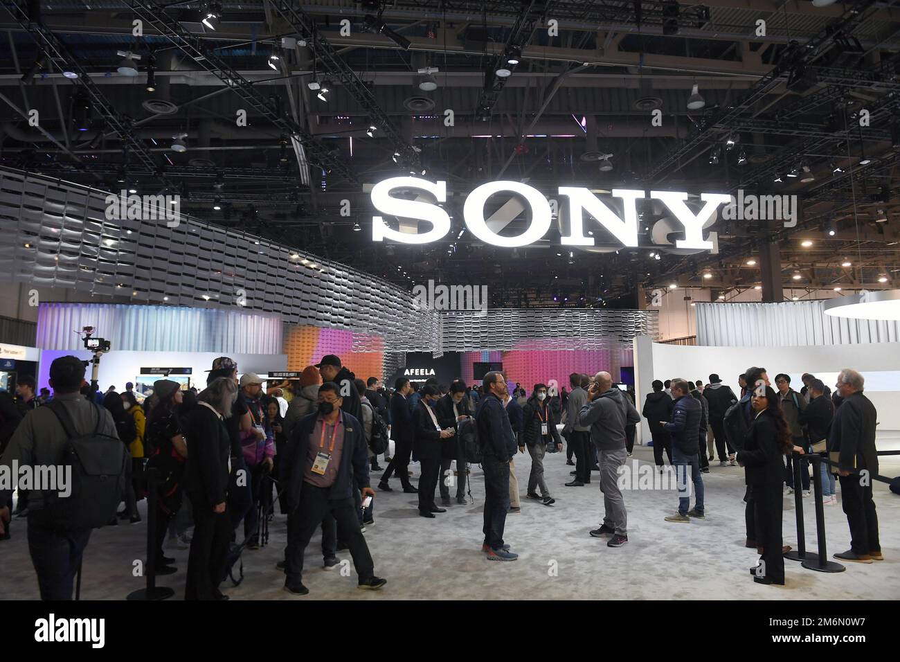 Attendees interact with Sony products during the CES 2023 media day at ...