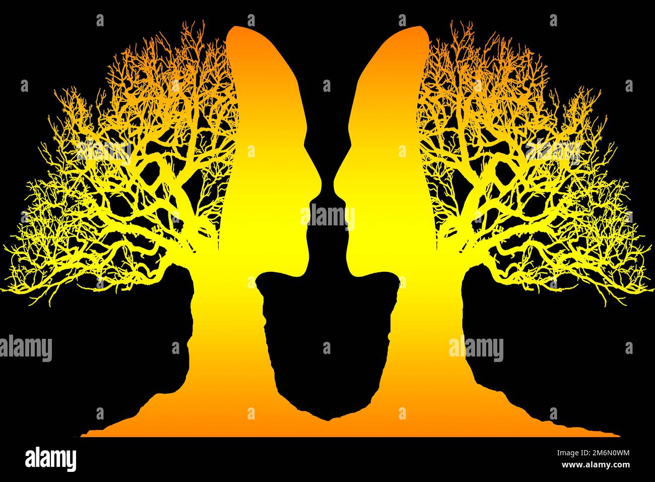 Human faces and tree silhouette Stock Photo - Alamy