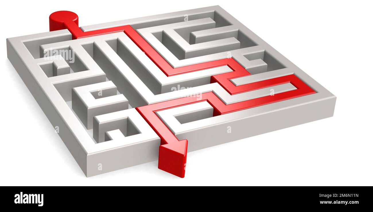 Arrow go through the maze Stock Photo - Alamy