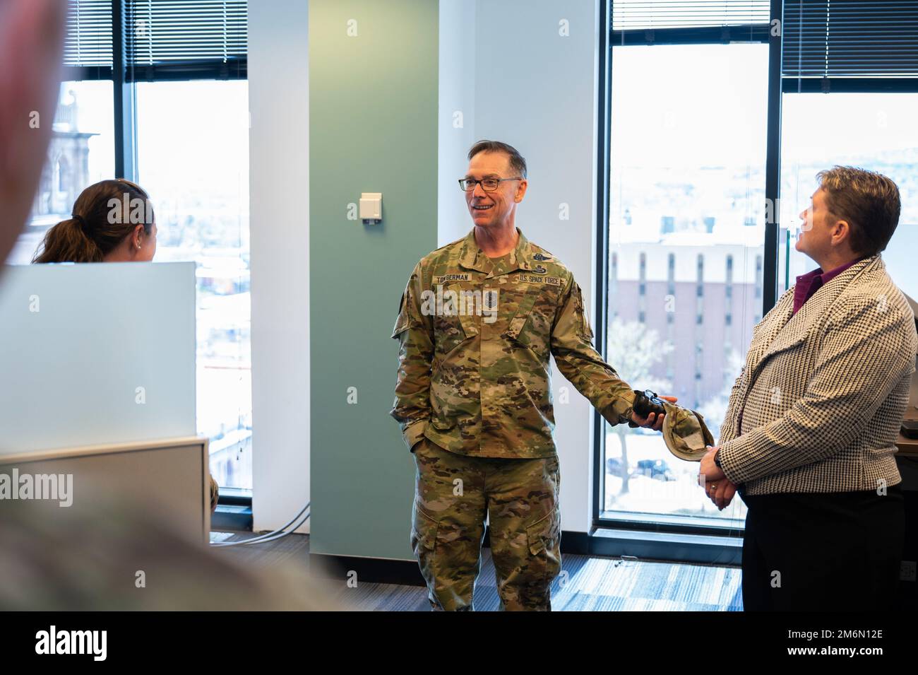 Chief Master Sergeant of the Space Force Roger A. Towberman speaks with ...