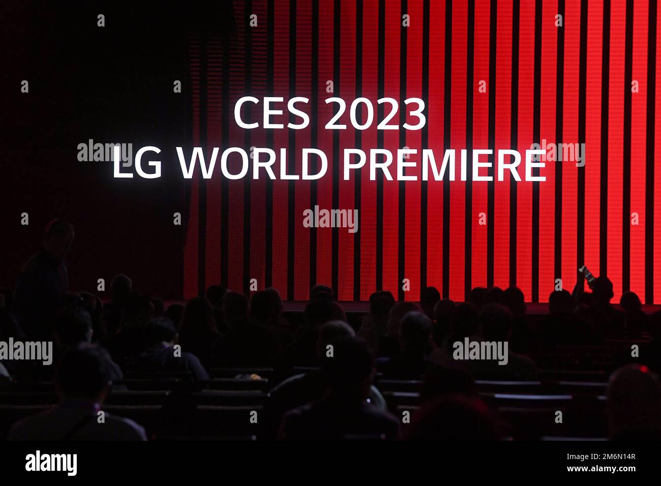 A view of the LG Electronics keynote stage during the CES 2023 media ...