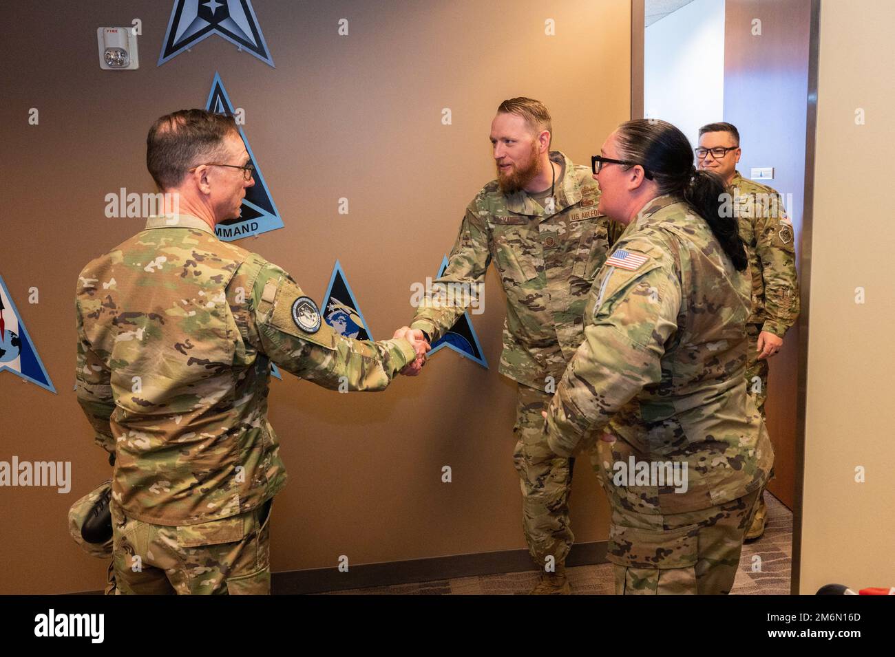 Chief Master Sergeant of the Space Force Roger A. Towberman shakes ...