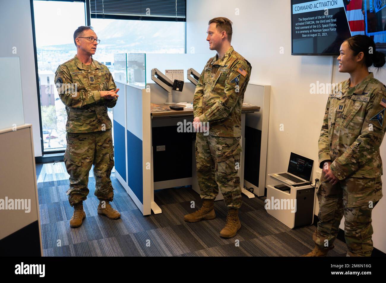Chief Master Sergeant of the Space Force Roger A. Towberman prepares to ...