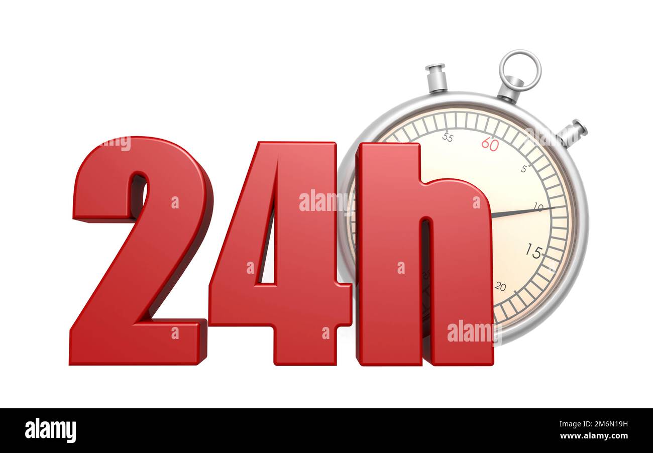 24 hours with stopwatch isolated Stock Photo - Alamy