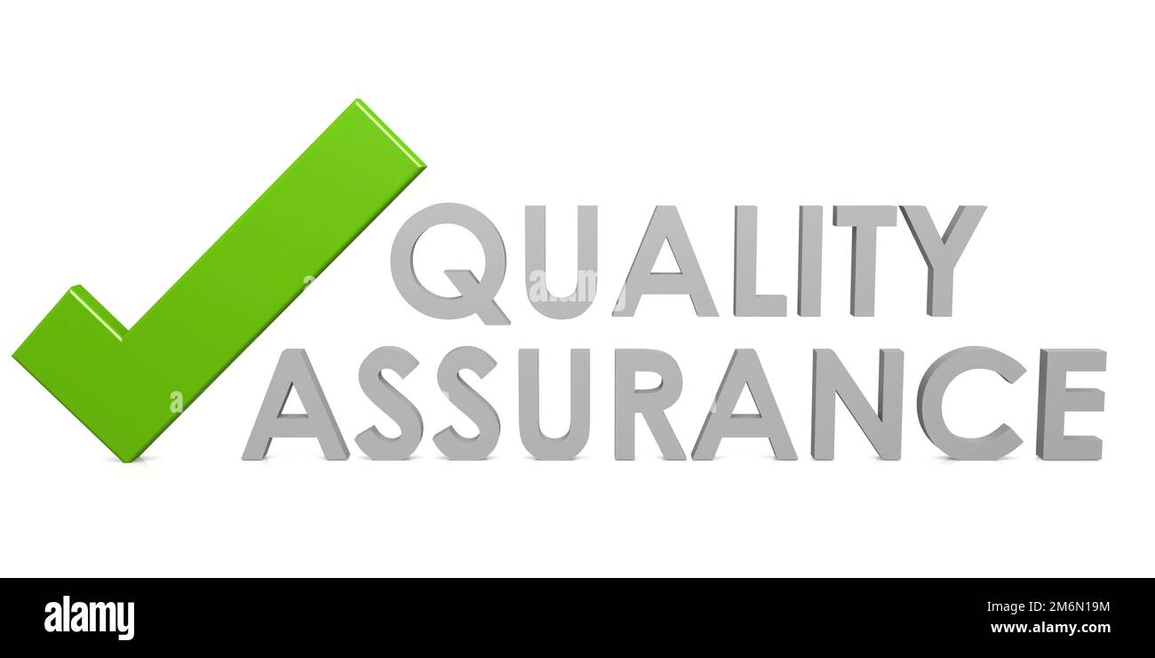 Quality assurance with checkmark isolated Stock Photo - Alamy