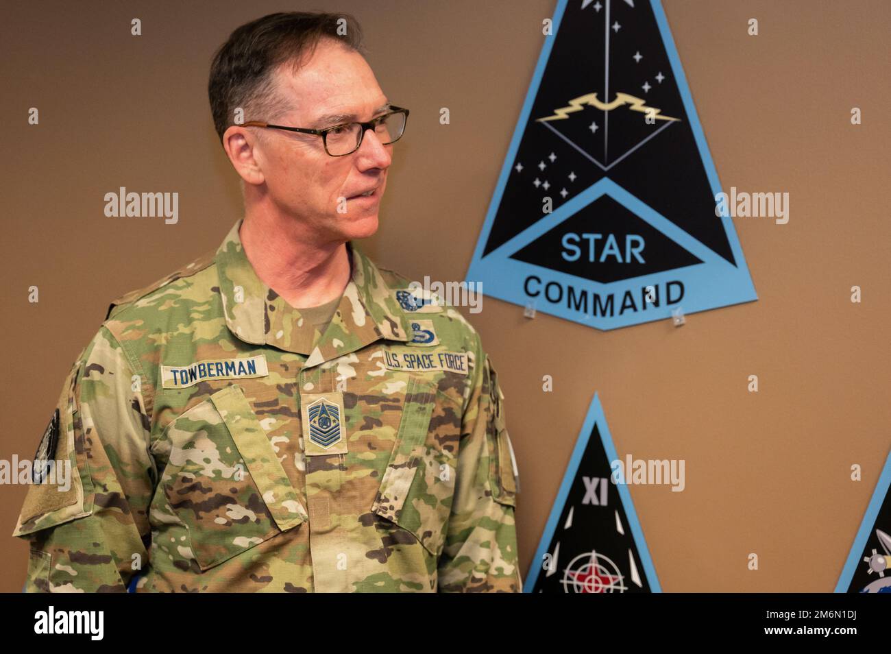 Chief Master Sergeant of the Space Force Roger A. Towberman speaks with ...