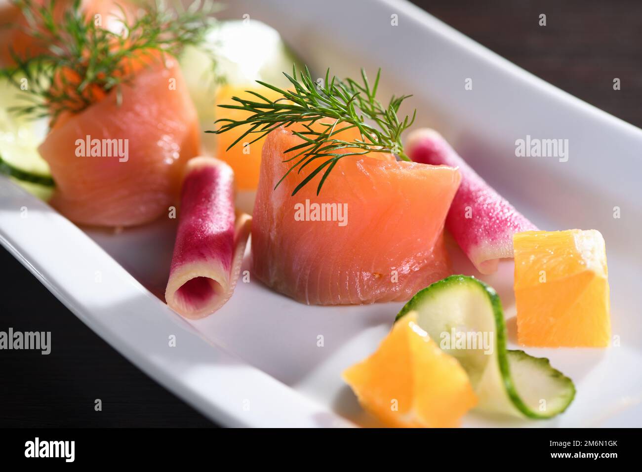 Pickled salmon appetizer Stock Photo - Alamy