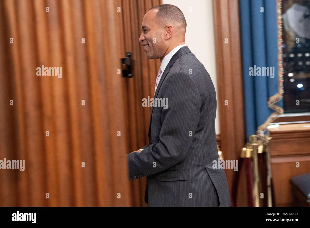 Rep. Hakeem Jeffries, D-N.Y., returns to his office after leaving the ...