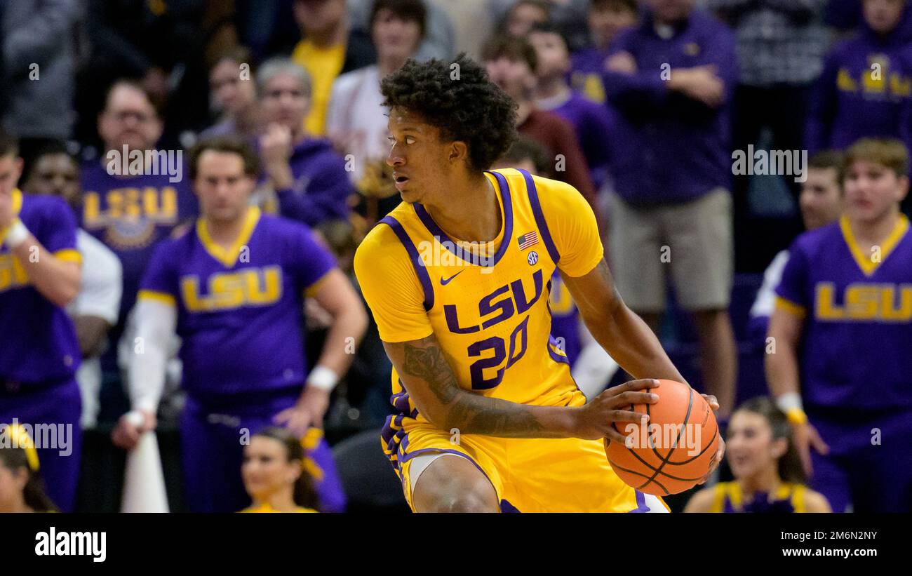LSU forward Derek Fountain (20) dribbles during an NCAA college ...