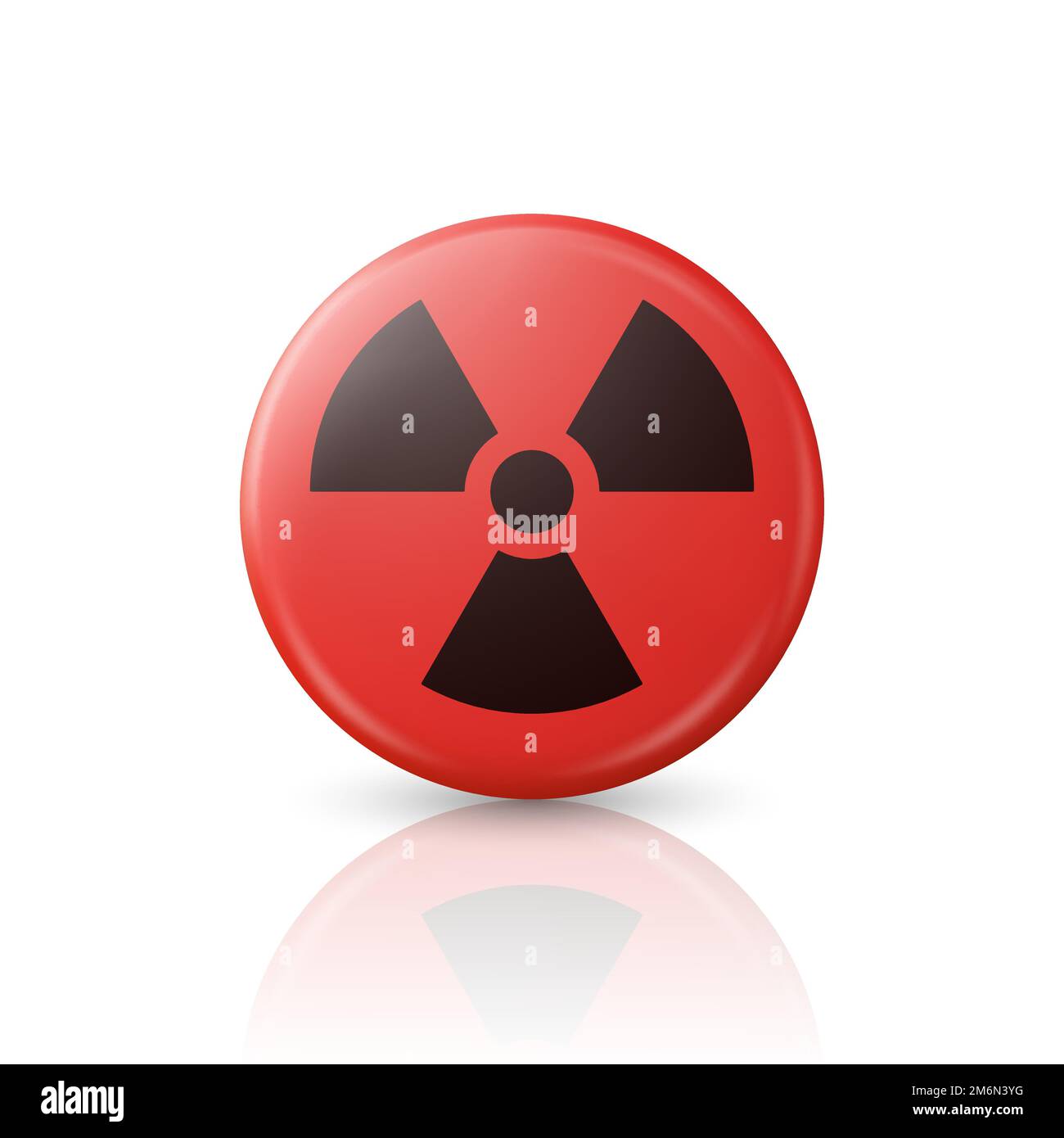 Vector 3d Realistic Round Red and Black Warning, Danger Nuclear Symbol ...