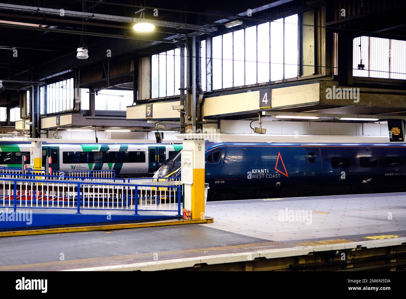 General view of trains at platforms in Euston station, London during a ...