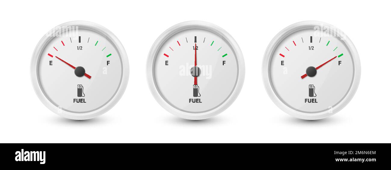 Vector 3d Realistic White Gas Fuel Tank Gauge, Oil Level Bar Set ...