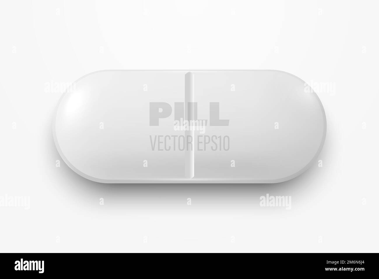 Vector 3d Realistic White Oval Horizontal Pharmaceutical Medical Pill ...