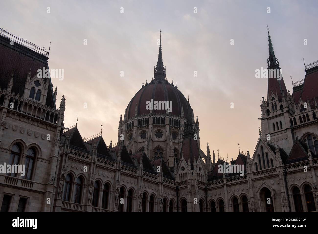 Sunset over the Parliament of Budapest from Kossuth Square, Hungary ...