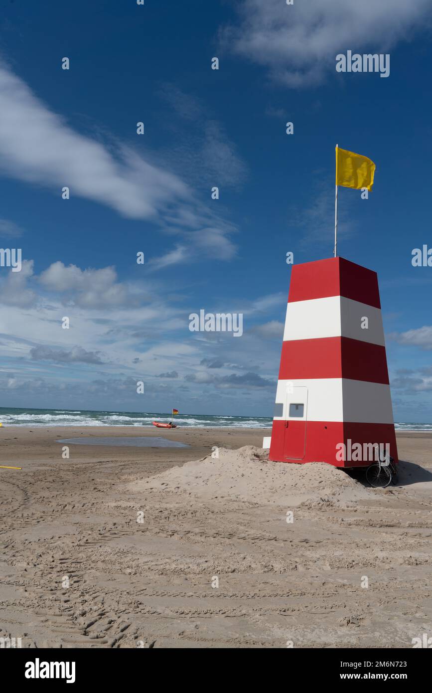 Watchtower of lifeguards on the beach of Hirtshals, Denmark Stock Photo ...