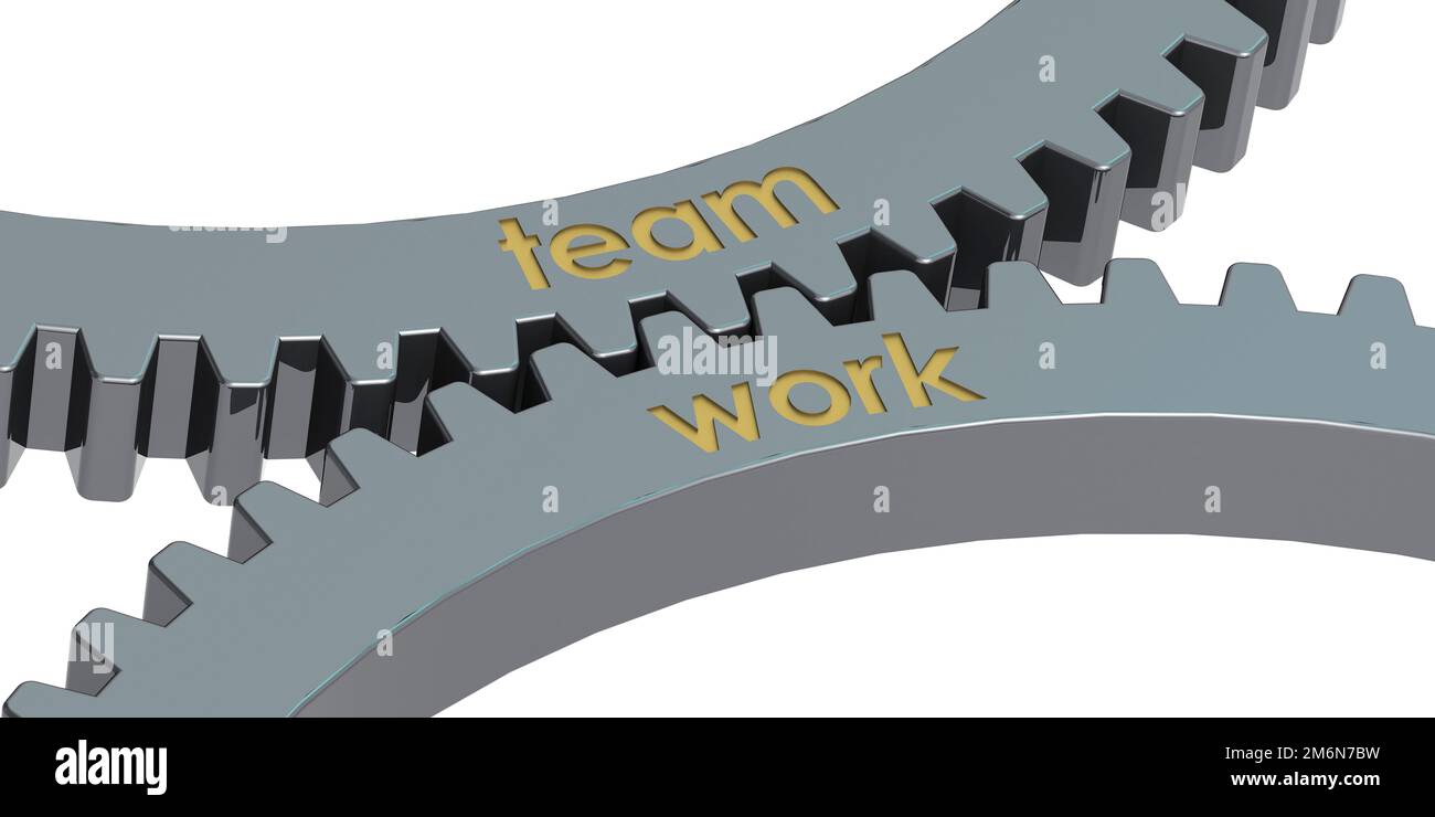 Team work word on gears Stock Photo - Alamy