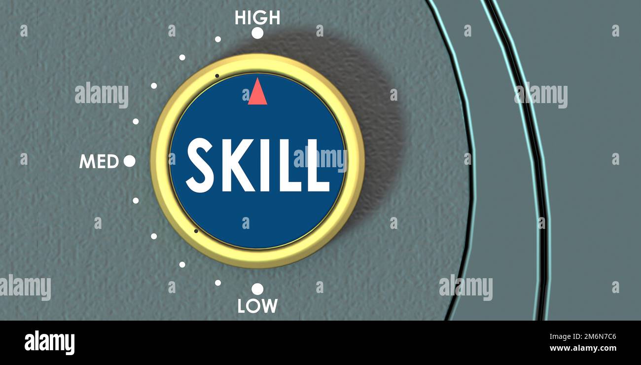 Skill level knob pointing to high Stock Photo - Alamy