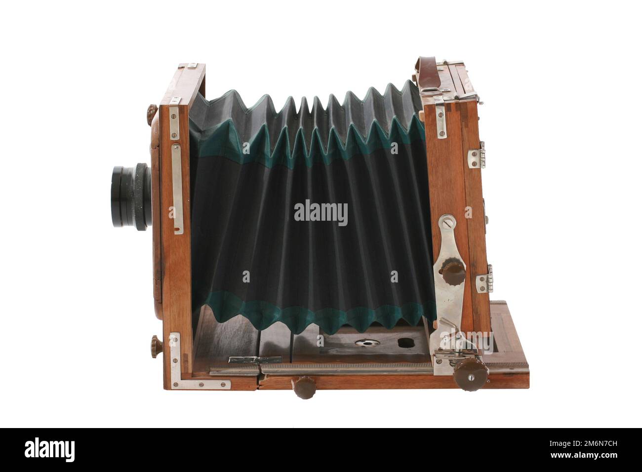 Old antique vintage black camera the 19th century isolated on white ...