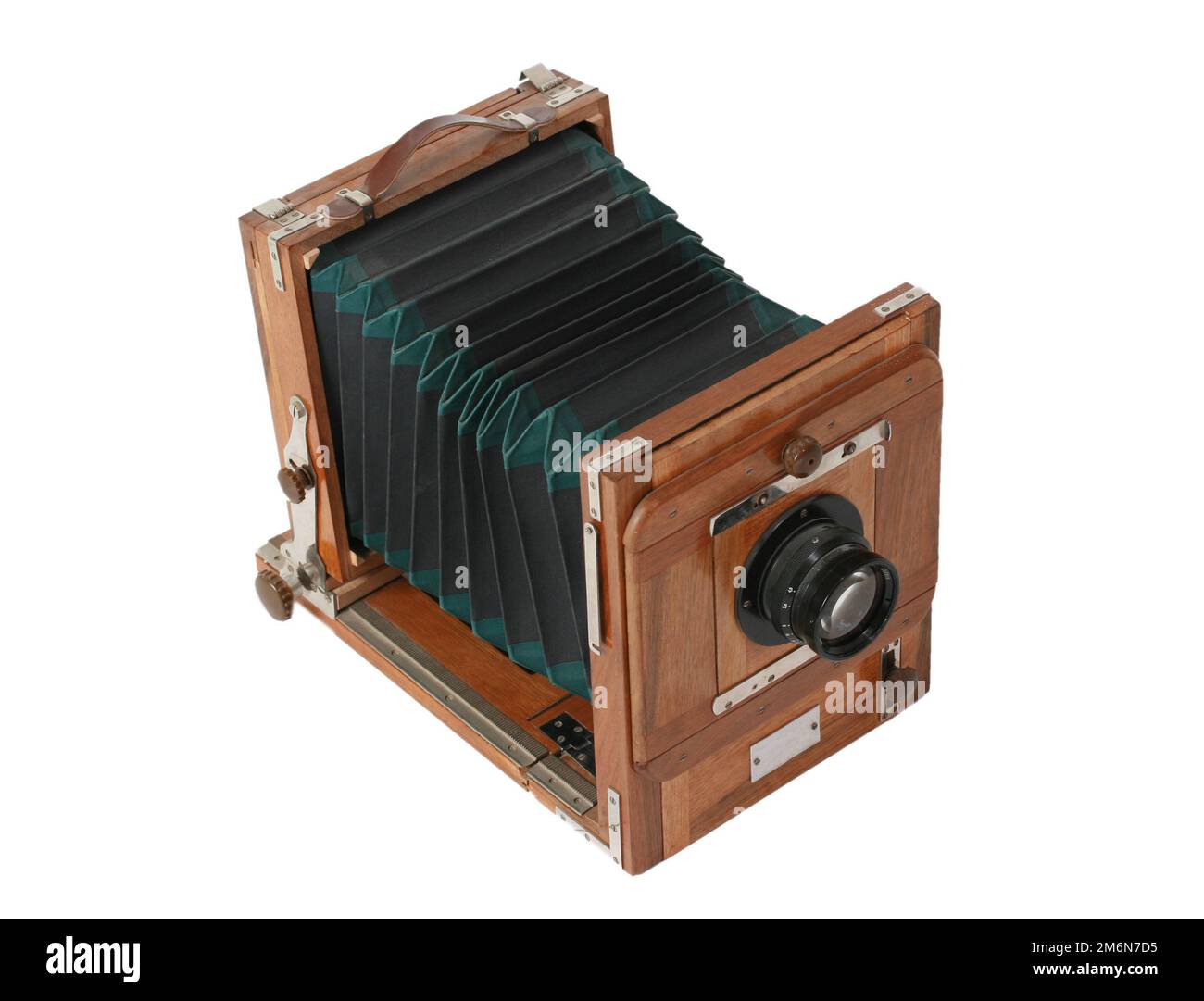 Old antique vintage black camera the 19th century isolated on white ...