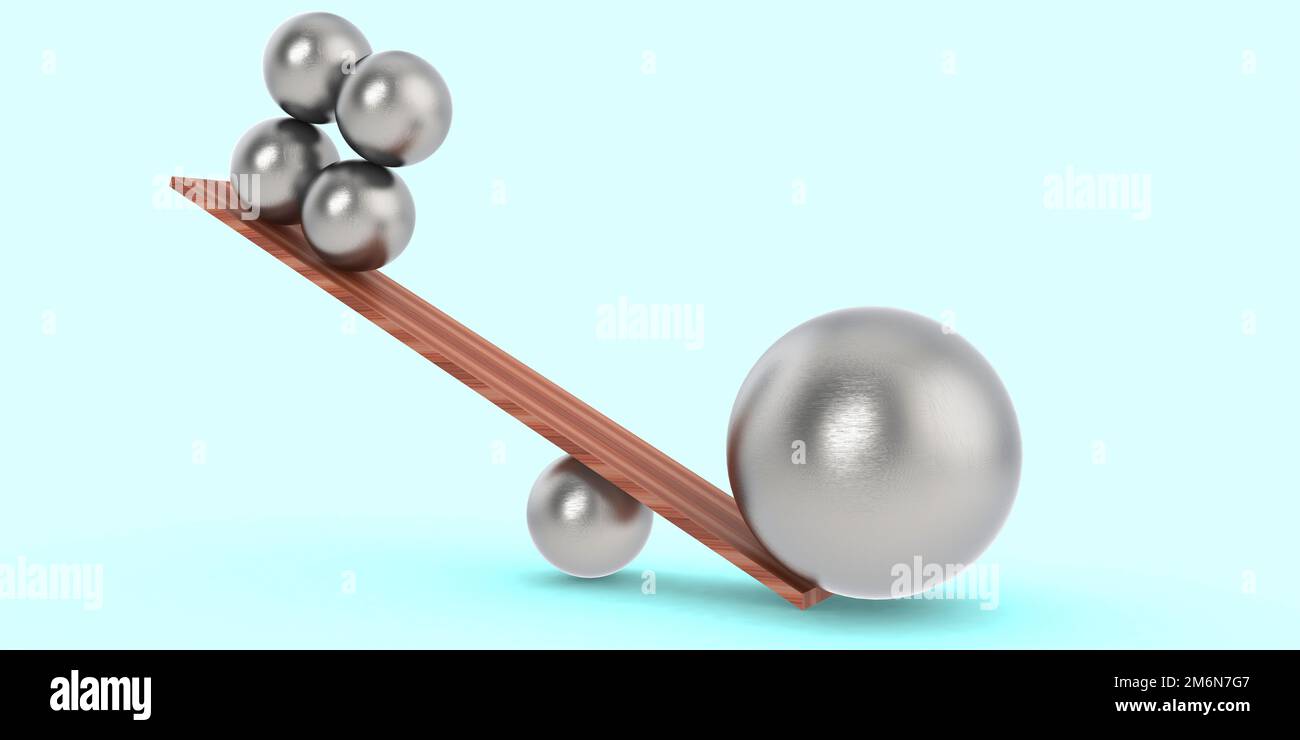 Balance and teamwork concept with silver balls Stock Photo - Alamy