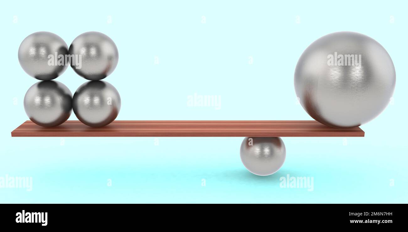 Balance and teamwork concept with silver balls Stock Photo - Alamy