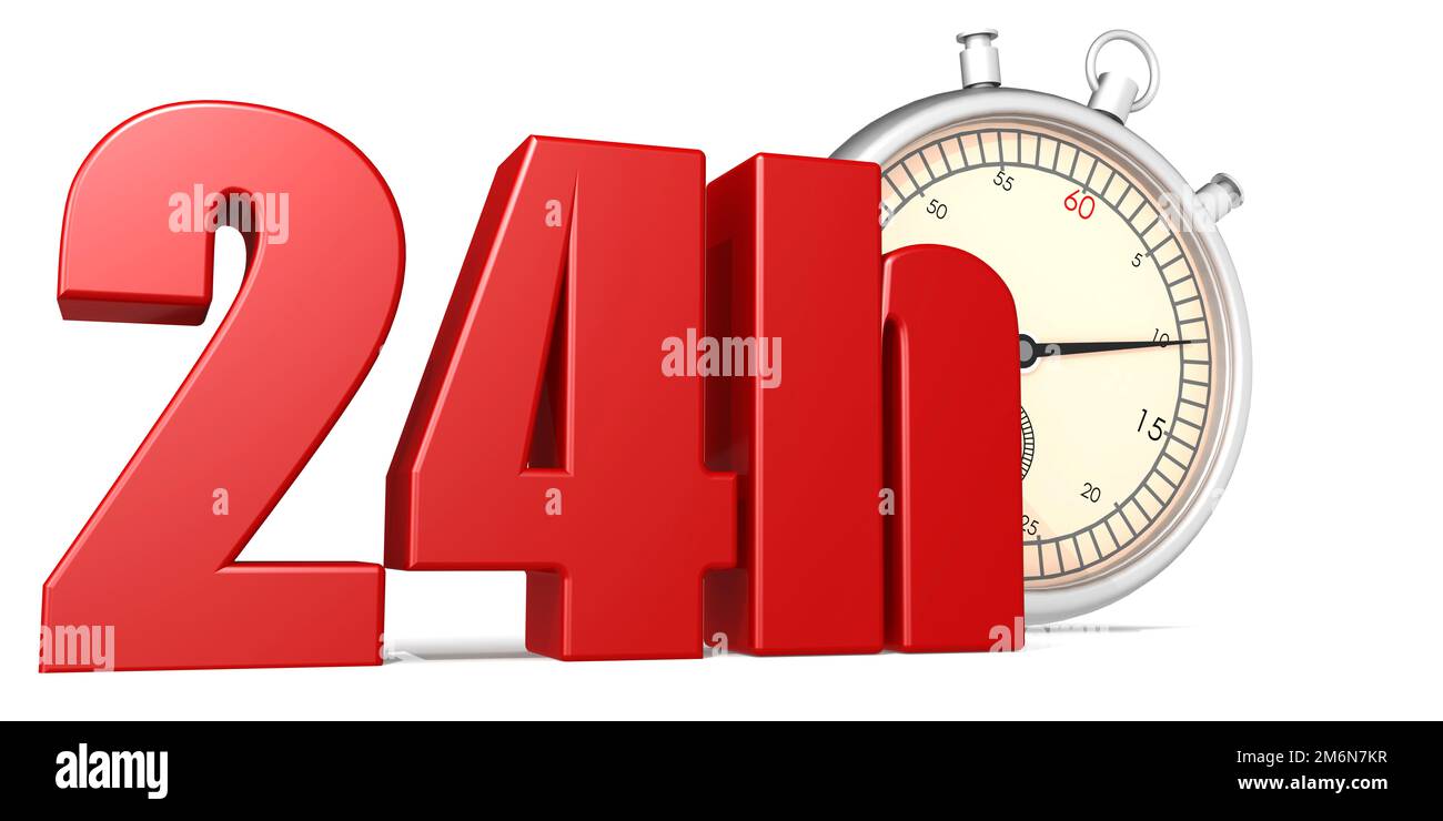 24 hours with stopwatch isolated Stock Photo - Alamy