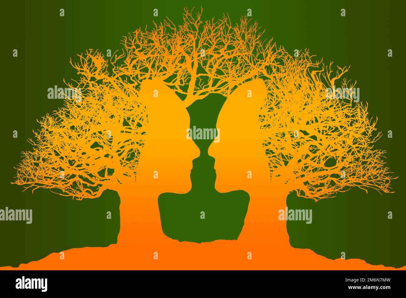 Love trees with human faces Stock Photo - Alamy