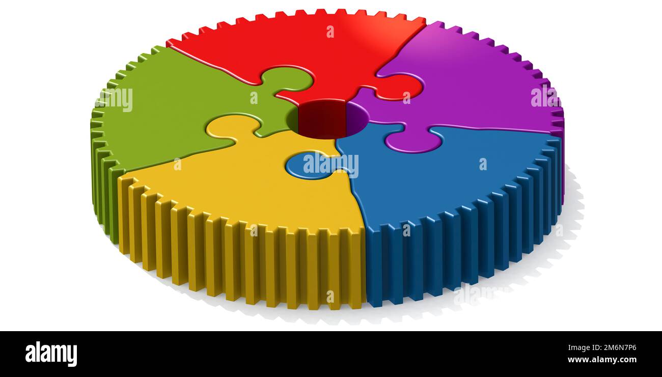 Multi color wheel puzzle isolated on white background Stock Photo - Alamy