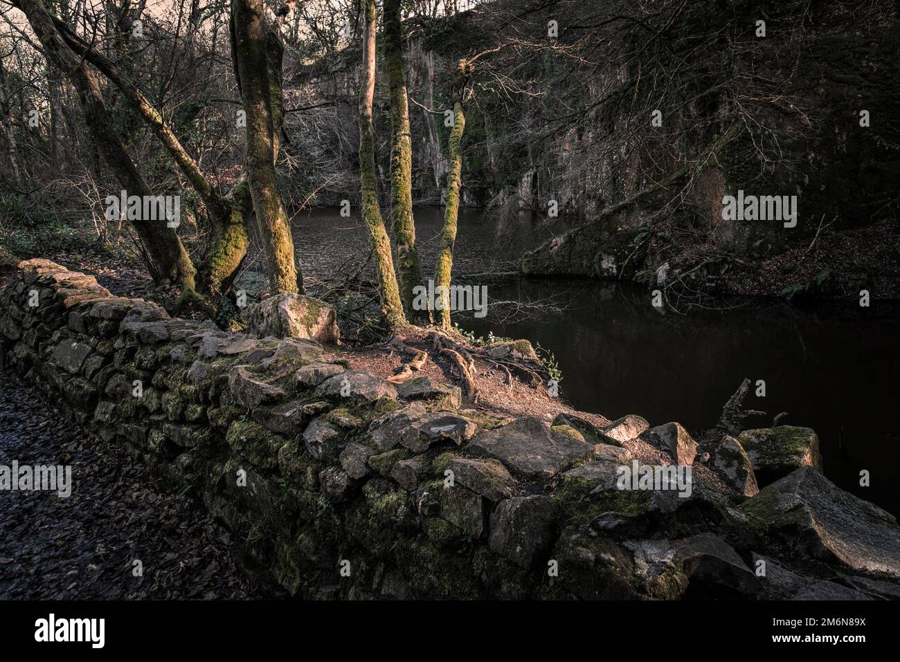 A water filled granite quarry in the historic Kennall Vale nature ...