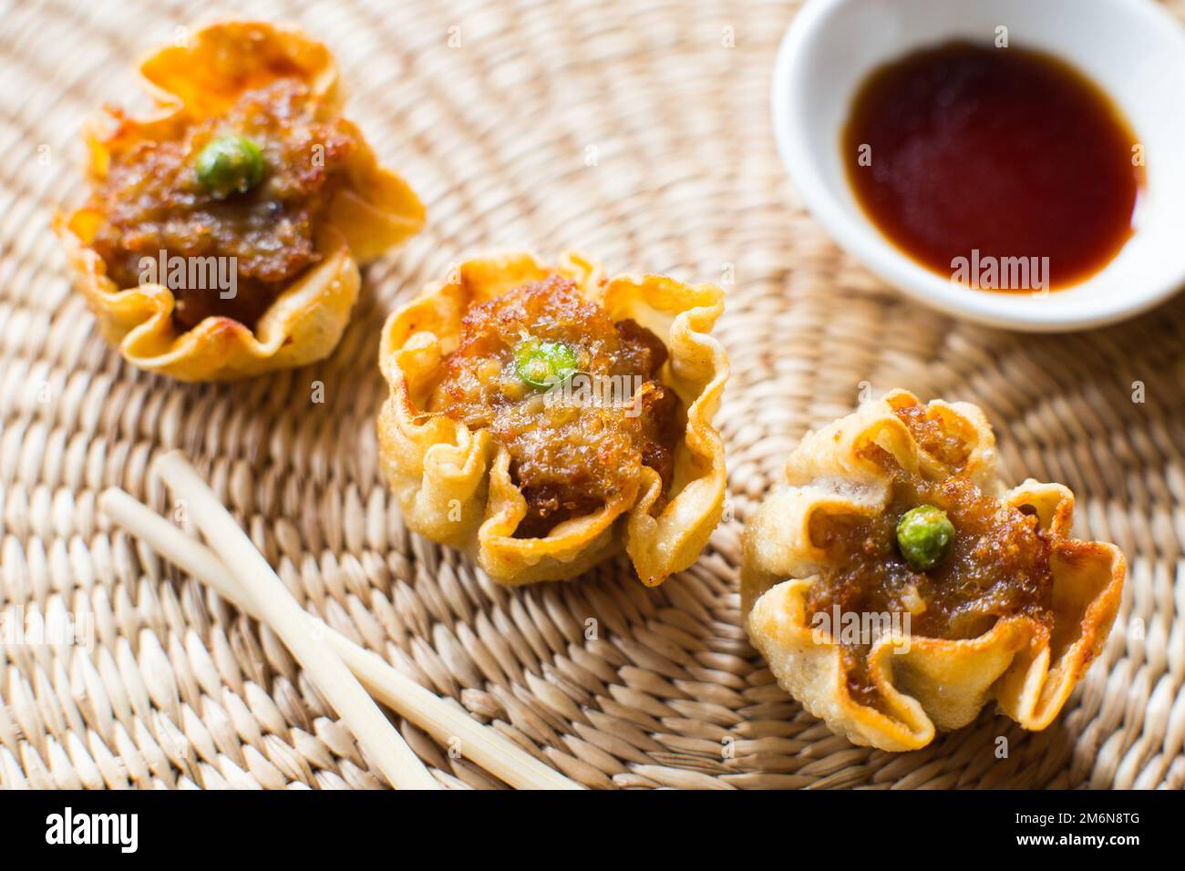 Fried Japanese dumplings with minced pork and vegetables Stock Photo ...