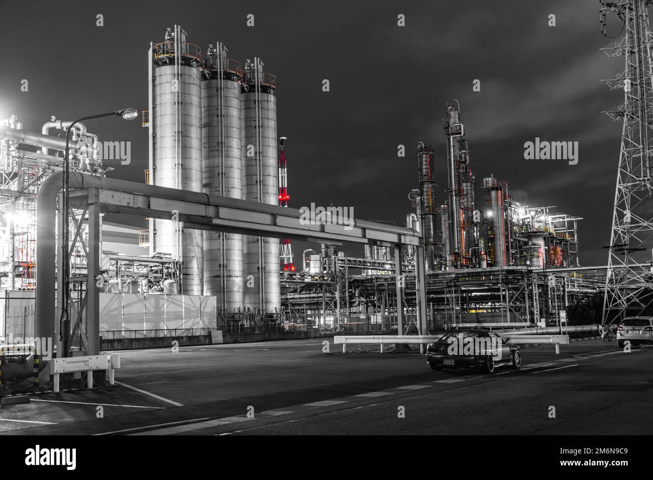 Factory night view of the Keihin region Stock Photo - Alamy
